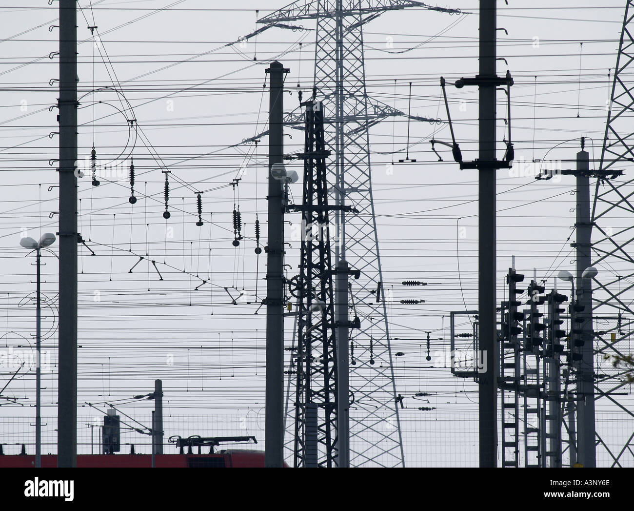 catenary power pole Stock Photo - Alamy