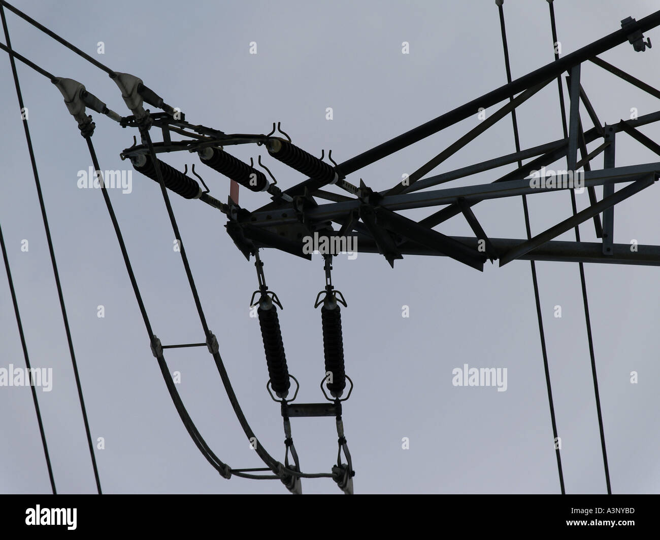 power transmission line power pole detail Stock Photo - Alamy