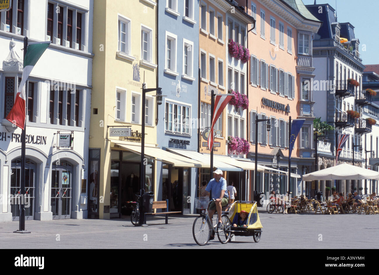 Shops and a cafe at the Marktstaette street in Constance Lake Constance ...