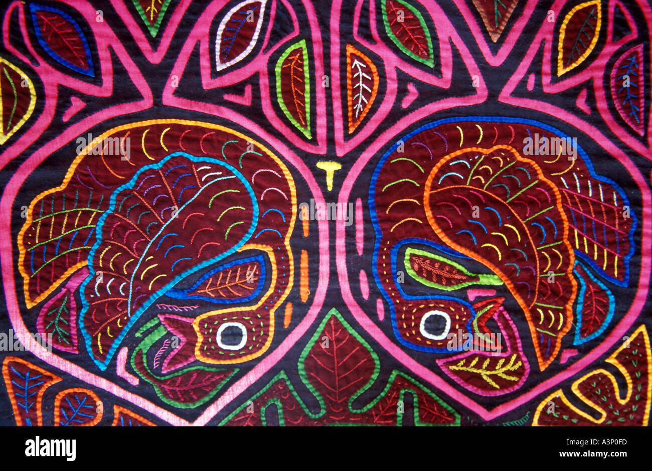 A colourful Mola made by Kuna women on The San Blas Islands Panama ...