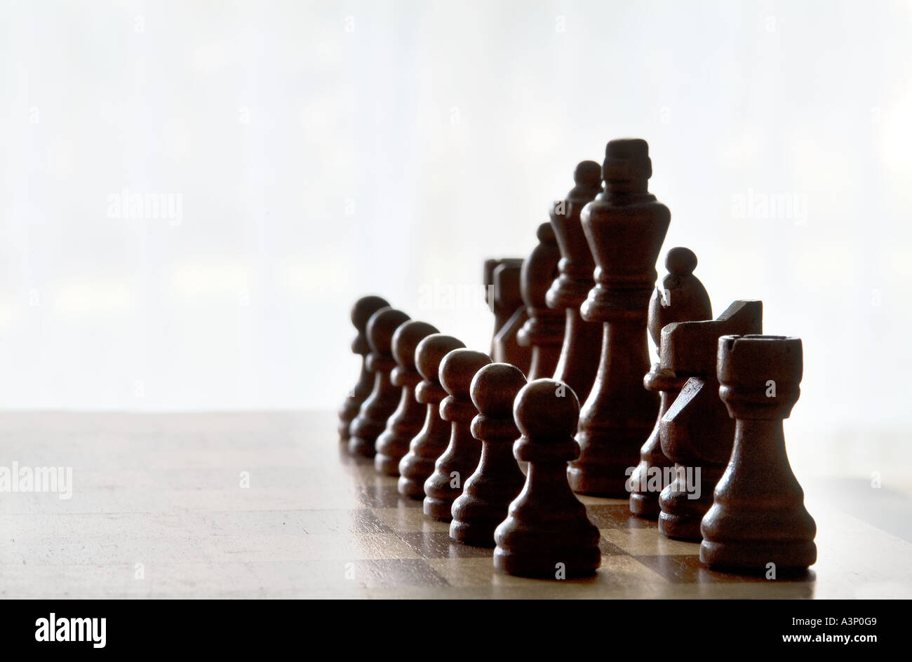 Chess Board With Pieces In Starting Position Stock Photo - Alamy