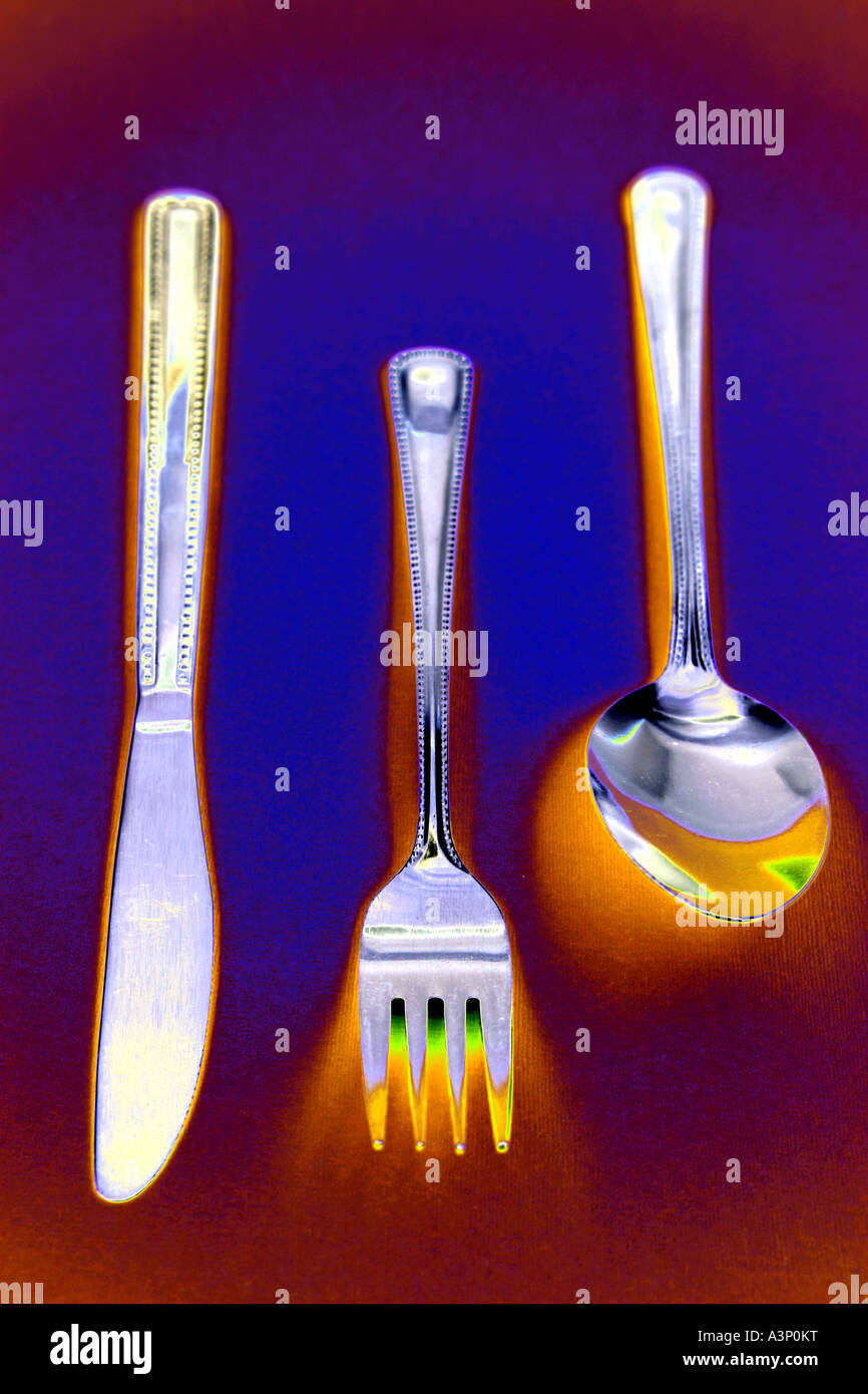 Knife, fork and spoon Stock Photo - Alamy