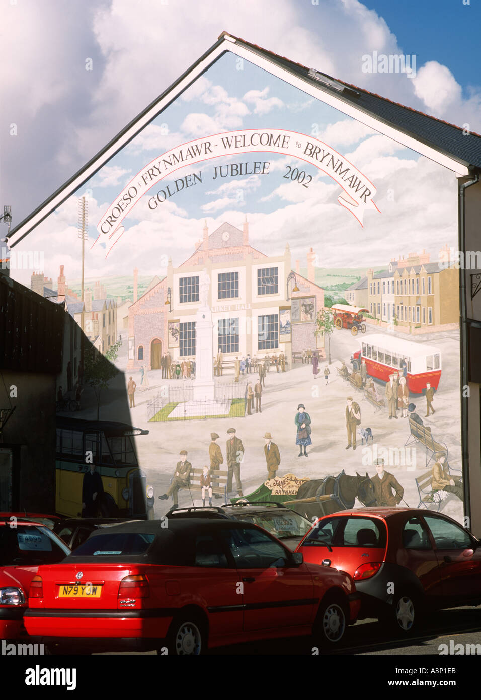 Welcome mural Brynmawr 48971KP Stock Photo - Alamy