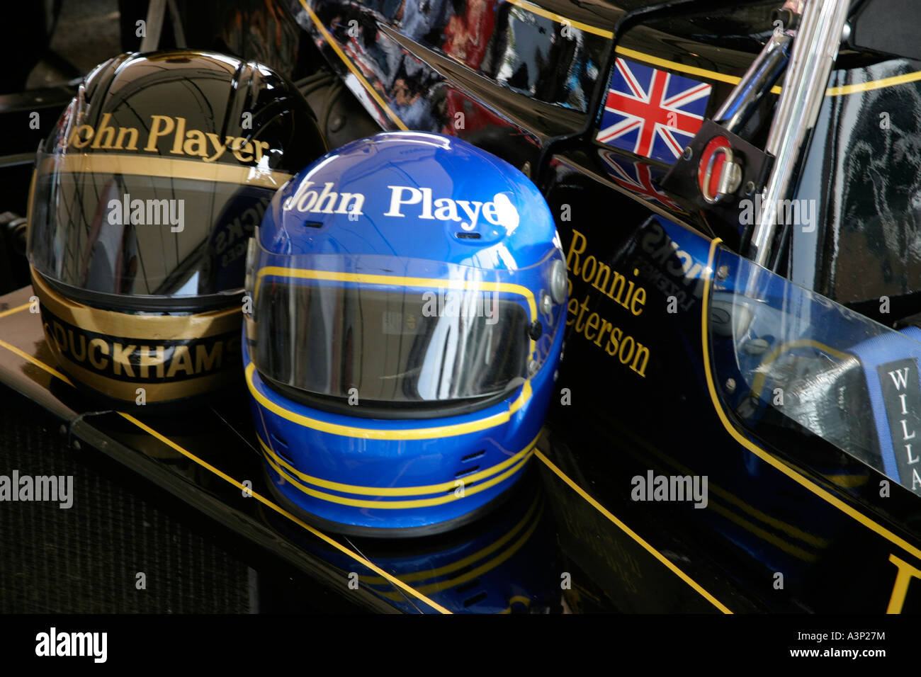 Lotus of Ronnie Peterson plus two crash helmets at Goodwood UK Stock ...