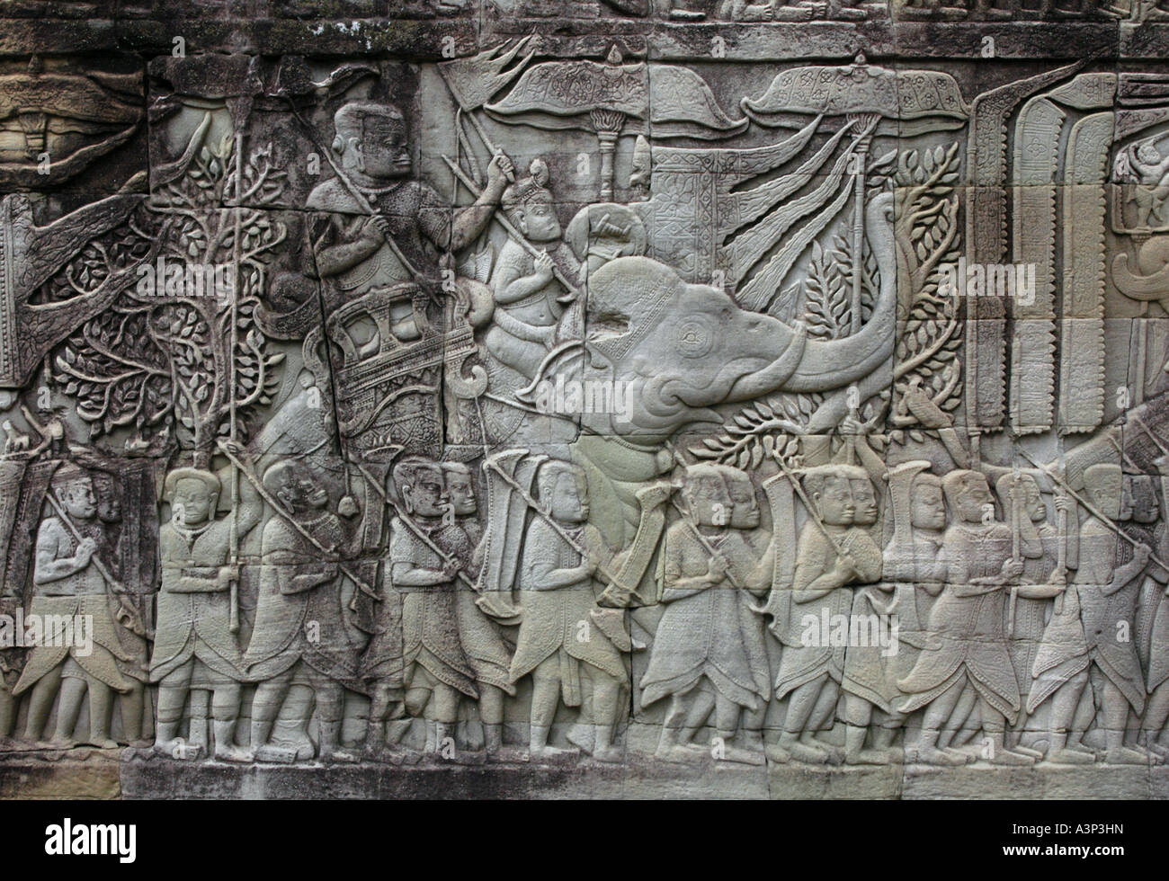 Khmer army from the bas relief of Bayon Temple in the Angkor Area near ...