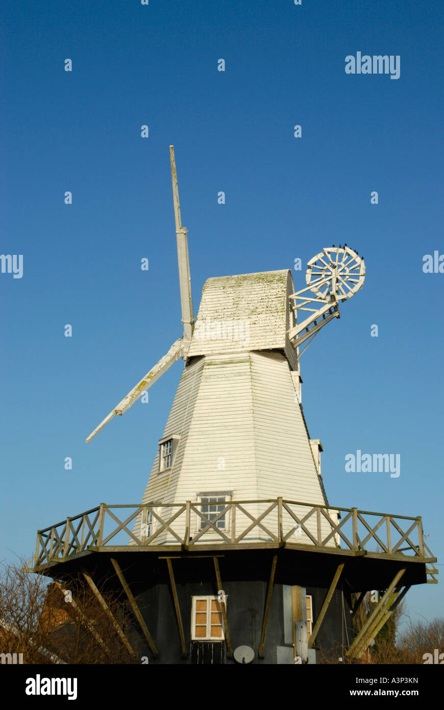 White wooden windmill at Rye in Sussex Stock Photo - Alamy