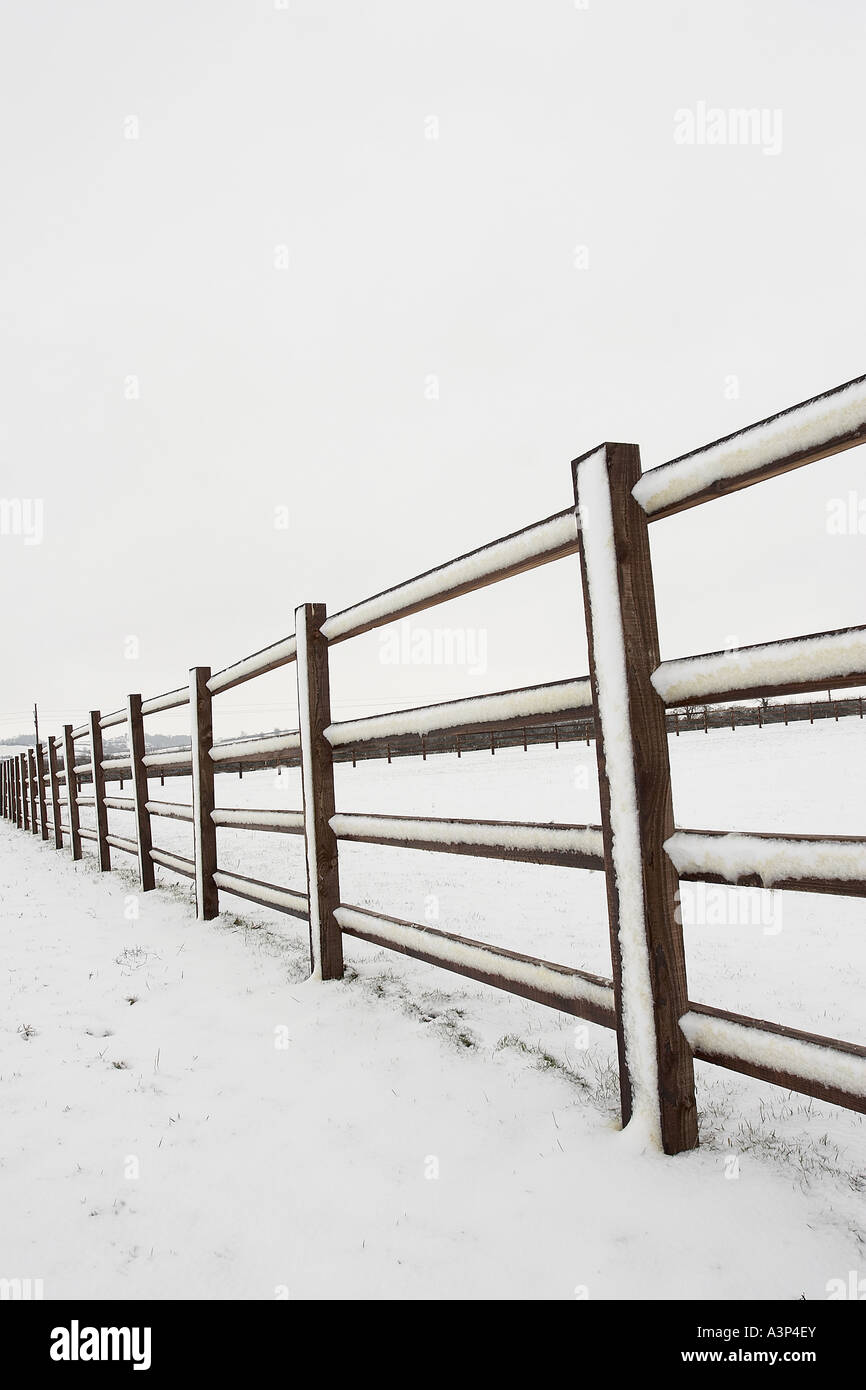 wooden fence in snow Stock Photo - Alamy