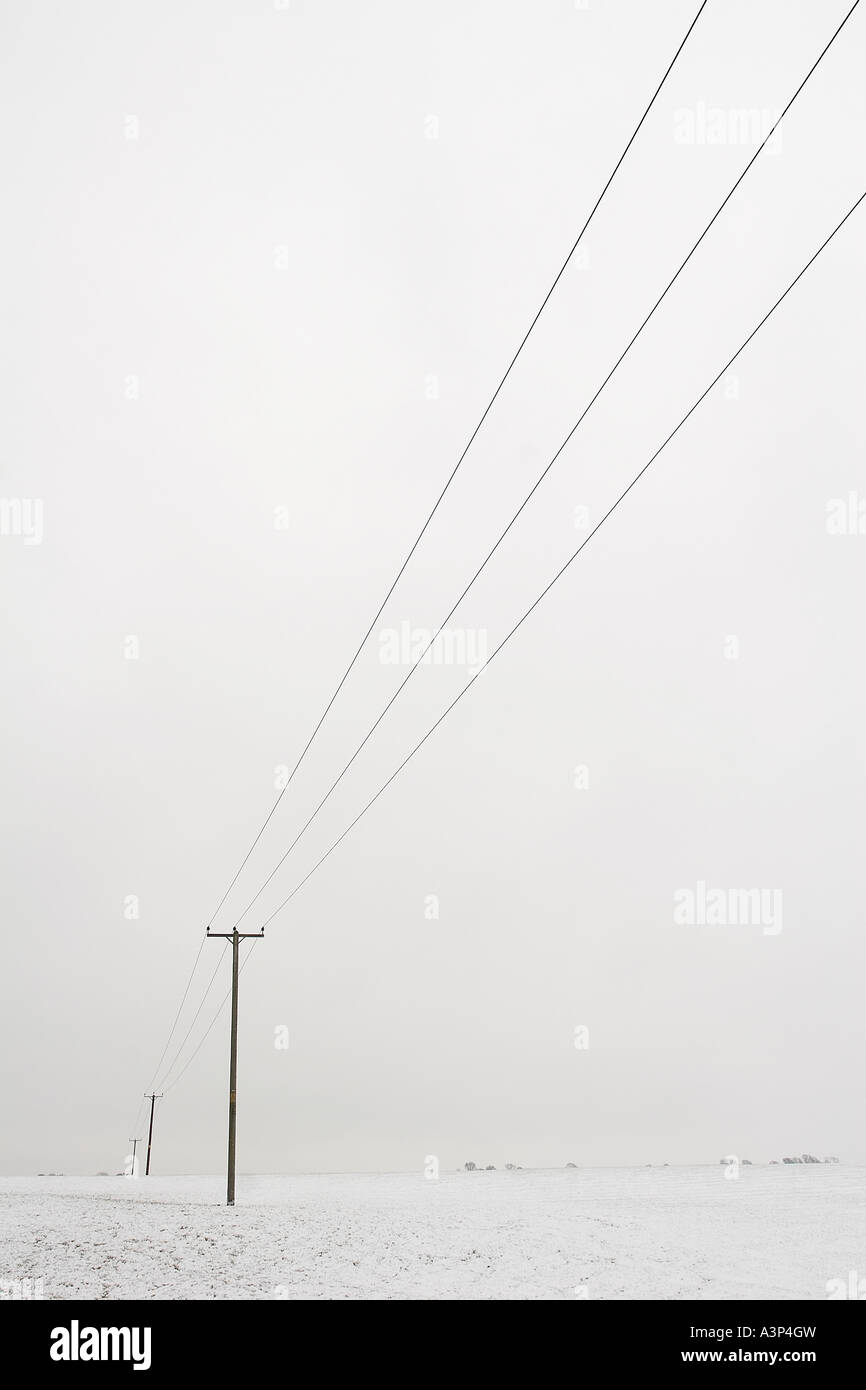 telegraph telephone poles in snow Stock Photo - Alamy