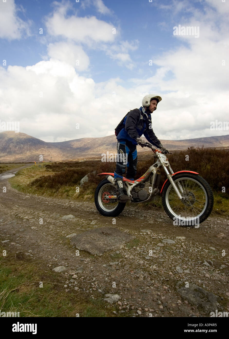 Motorcycle Trials Bike competing in Scottish Six Day Trial Stock Photo ...