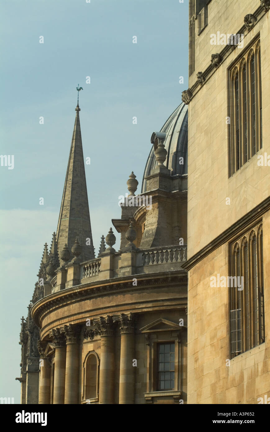 partial view of the Bodleian Library Radcliffe Camera and the spire of ...