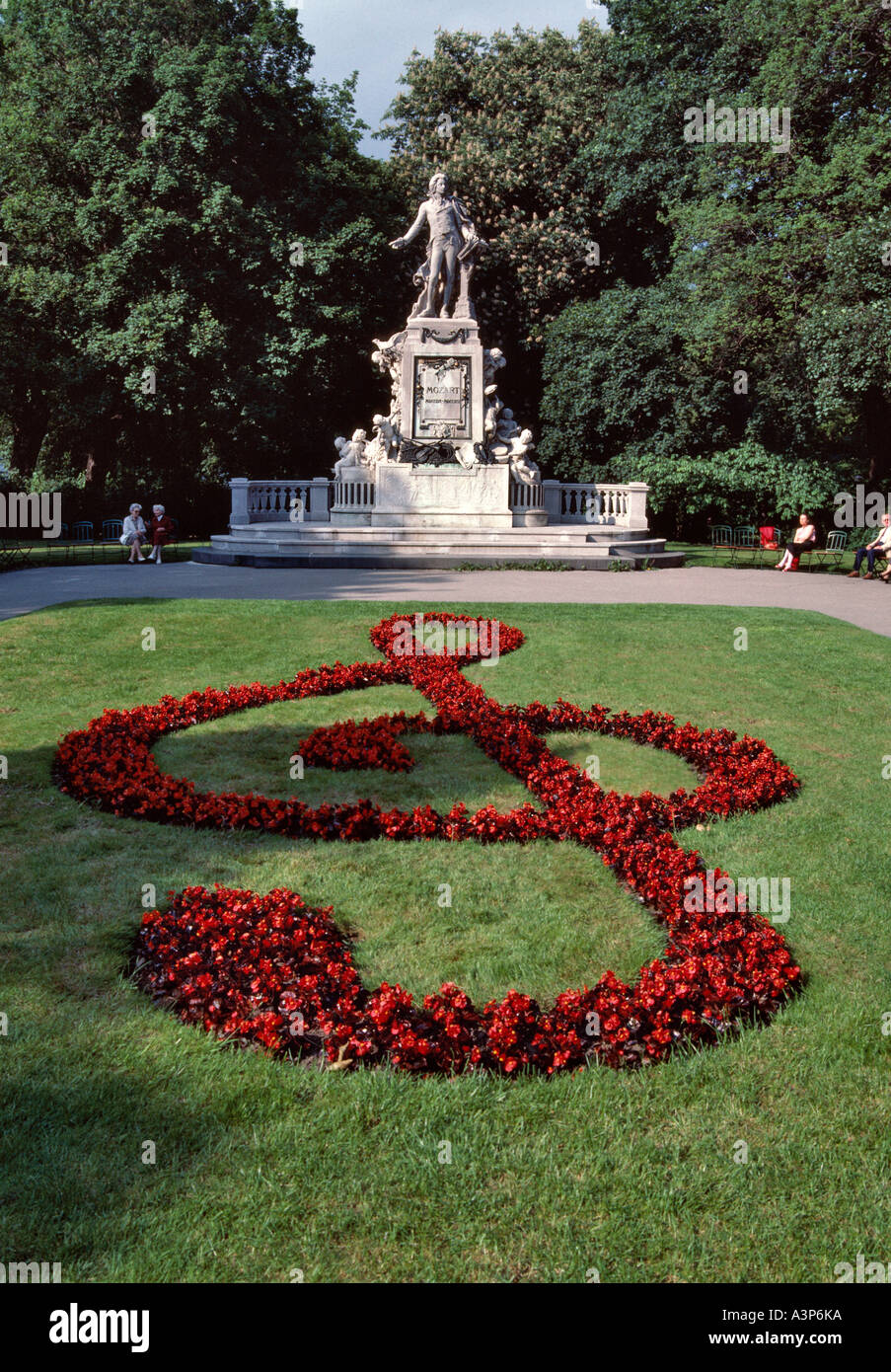 TREBLE CLEF SIGN MADE IN FLOWERS BY MONUMENT TO MOZART IN PARK IN ...