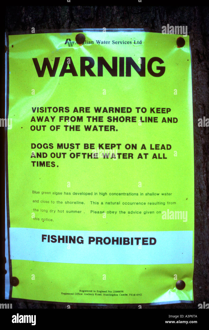 Warning sign for Toxic algae in reservoir Rutland Water ...