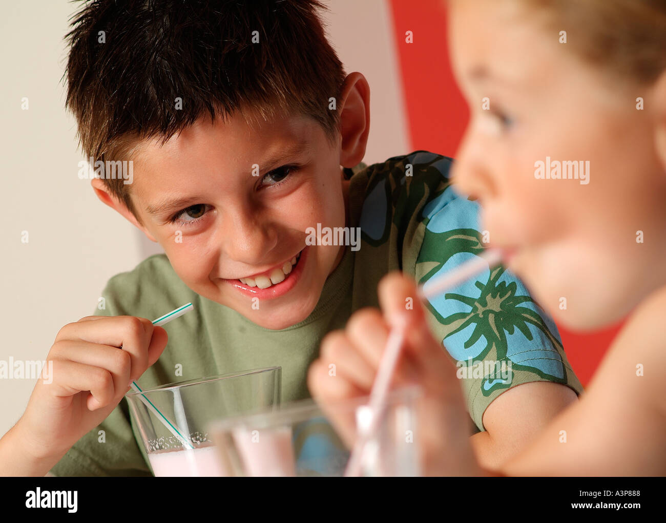 Girl boy drinking milkshakes hi-res stock photography and images - Alamy