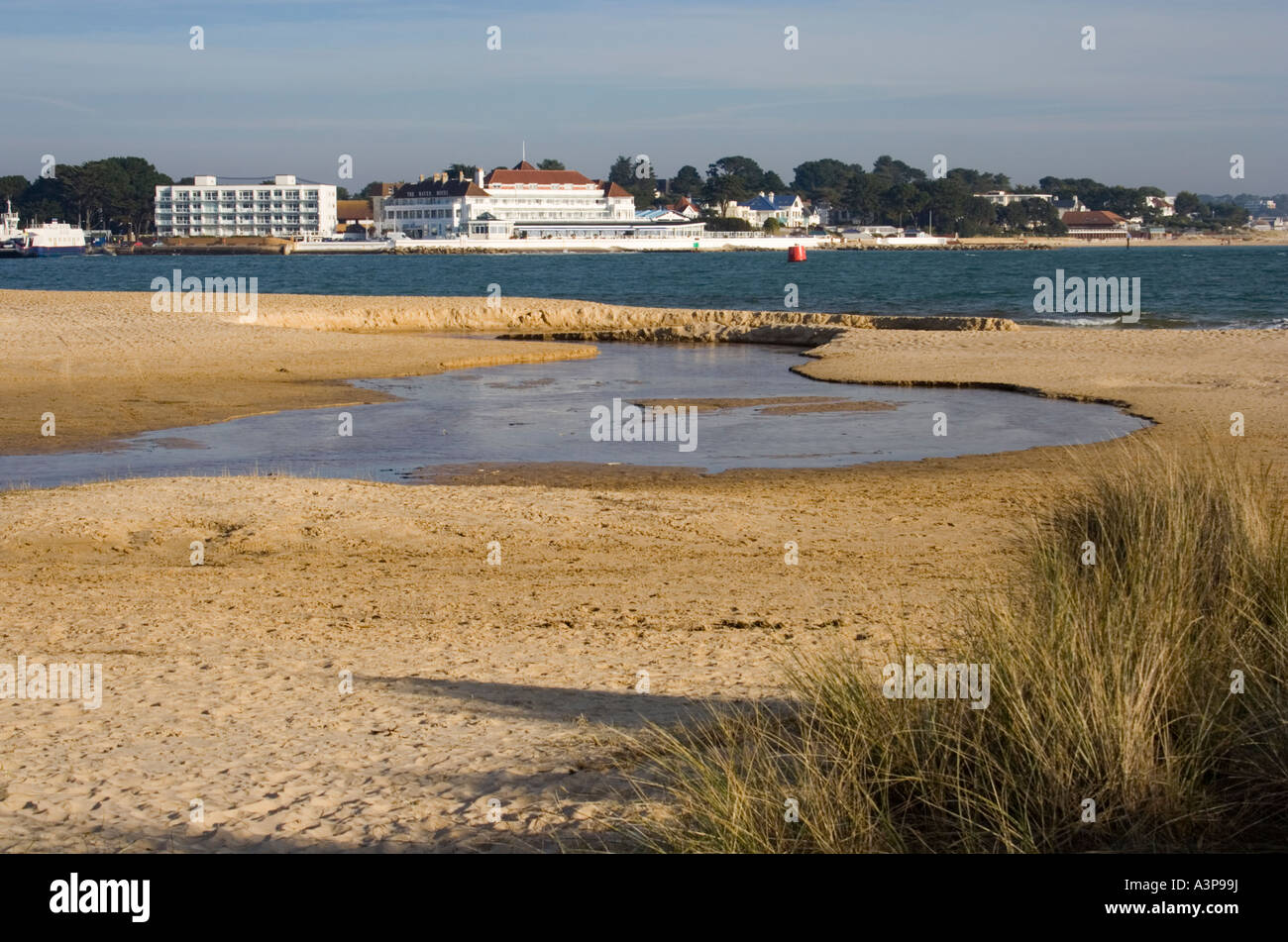 Sandbanks from Shell Bay, Studland, Isle of Purbeck, Dorset, UK Stock ...