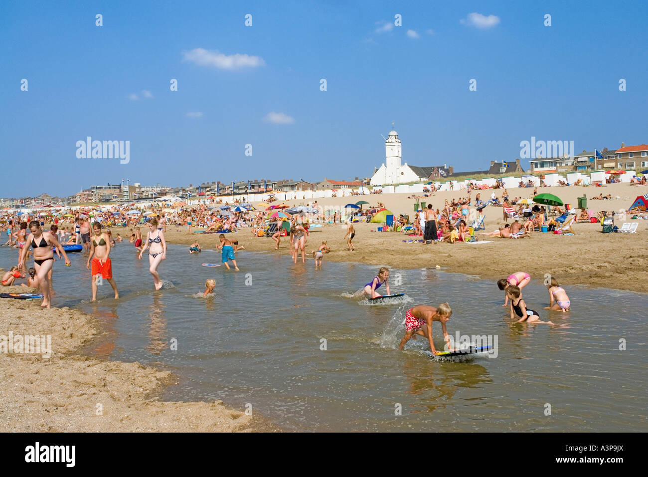 The beach at Katwijk aan Zee, a seaside resort on the North Sea coast ...
