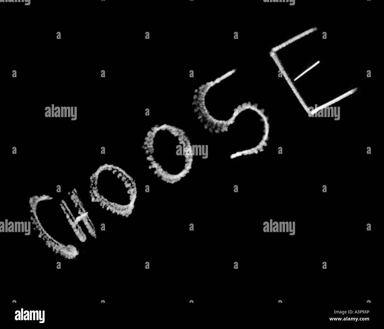 Skywritten word choose in black and white - can be used as mask or ...