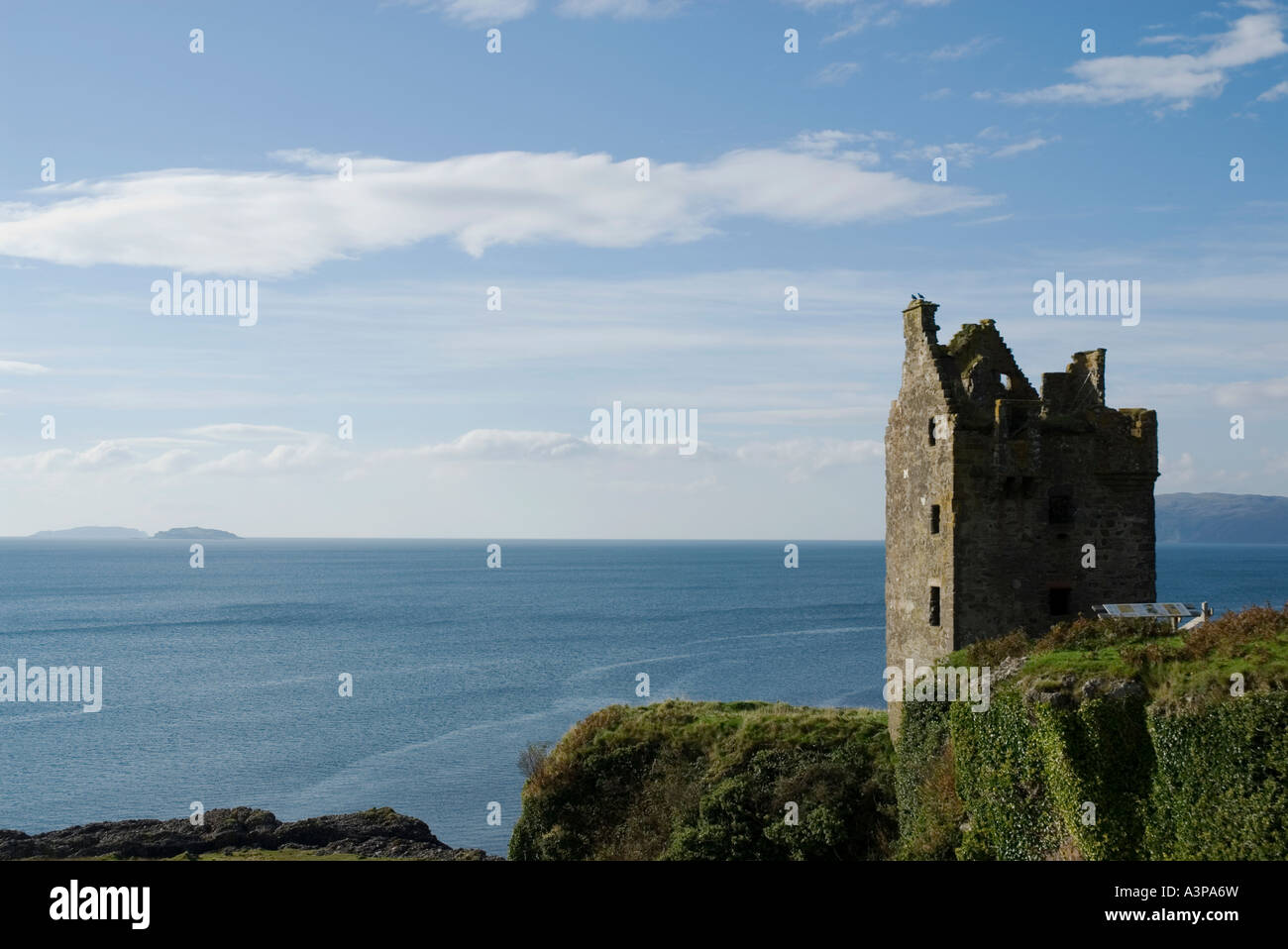 cliff top ruin of Gylen castle overlooking the Firth of Lorn, Isle of ...