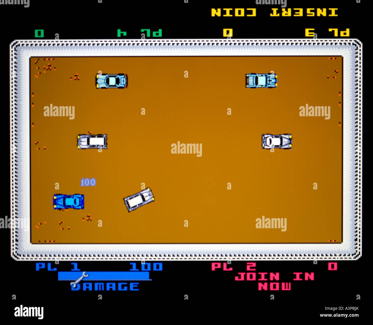 Demolition Derby Bally Midway 1984 vintage arcade videogame screenshot ...