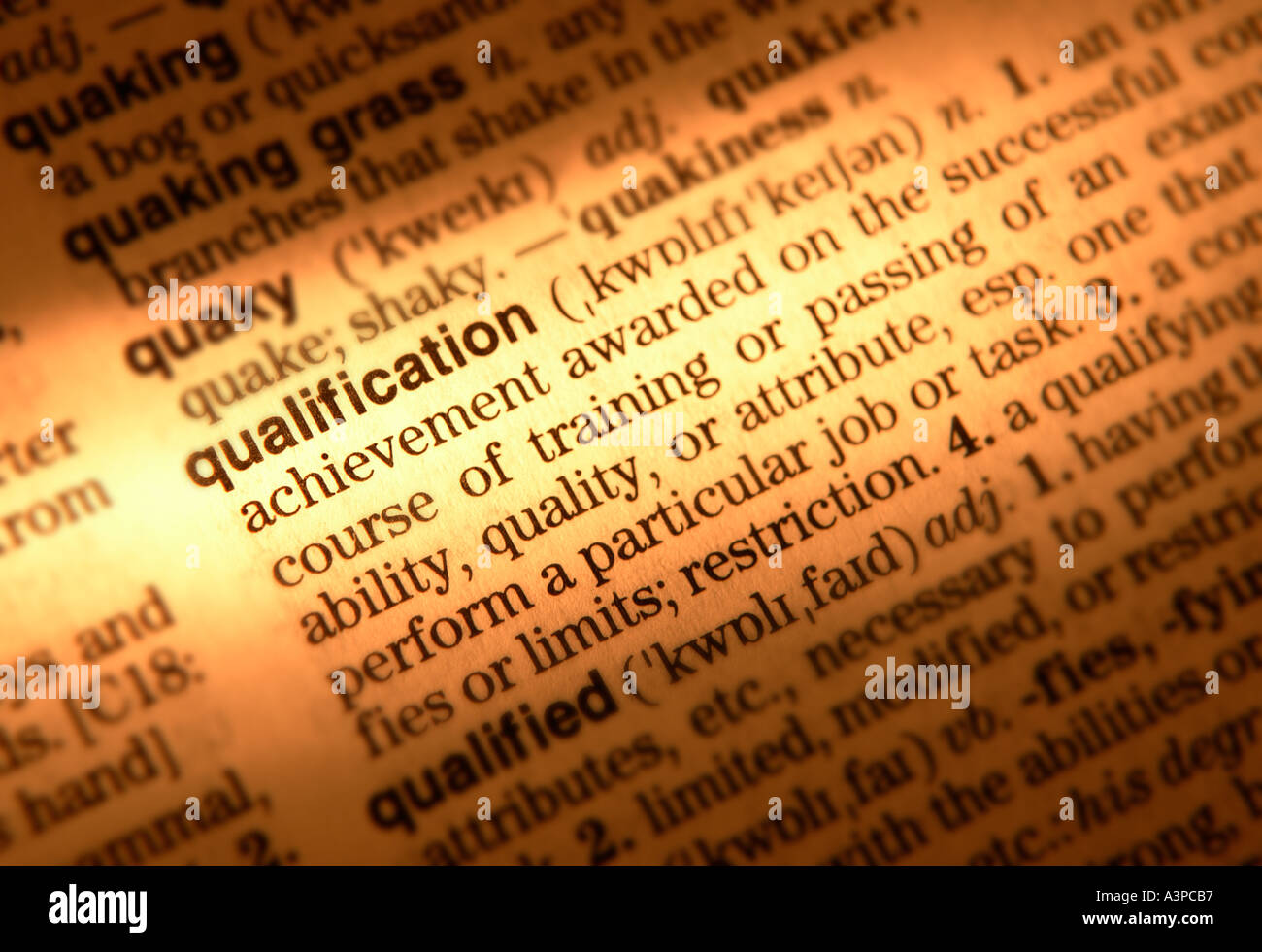 Dictionary page qualification definition hi-res stock photography and ...