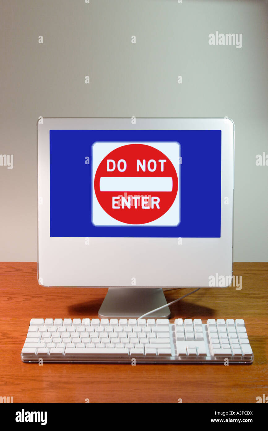 Apple computer with So Not Enter sign on screen Stock Photo - Alamy