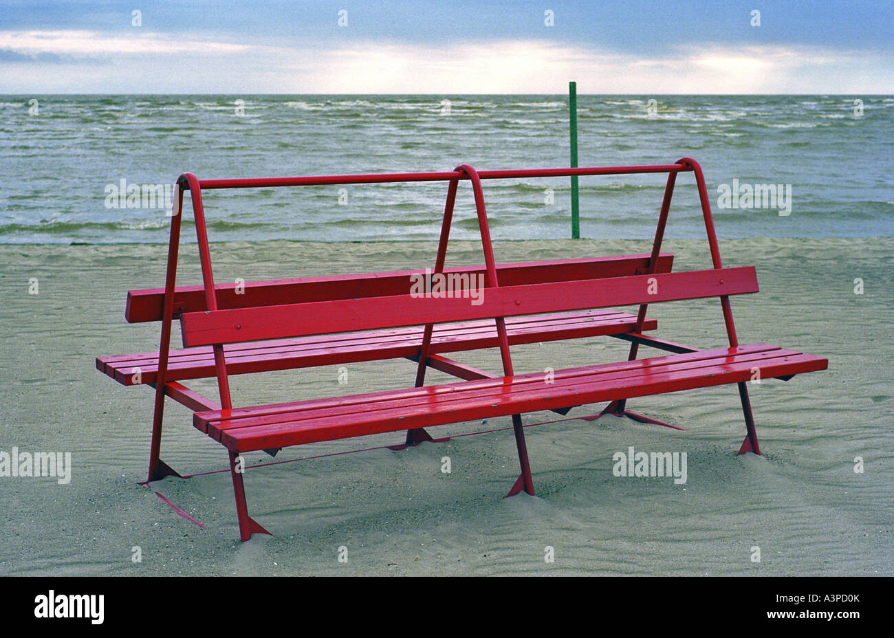 An empty beach bench at the Parnu Bay, Estonia Stock Photo - Alamy
