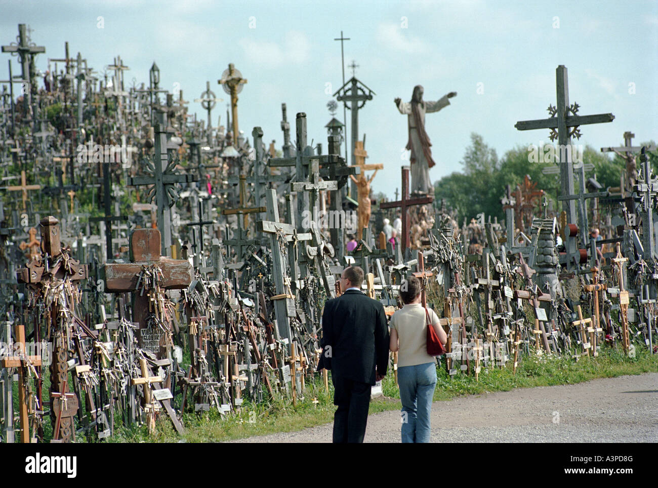 Pilgrims on the Hill of Crosses, Lithuania Stock Photo - Alamy