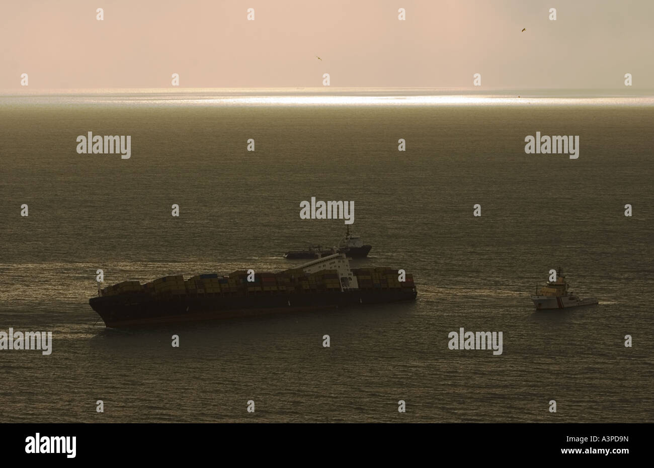 MSC Napoli aground off the coast of south devon, with coastguard ...