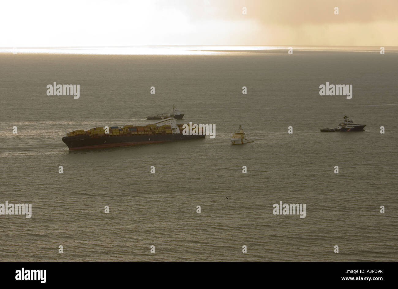 MSC Napoli aground off the coast of south devon, with coastguard ...