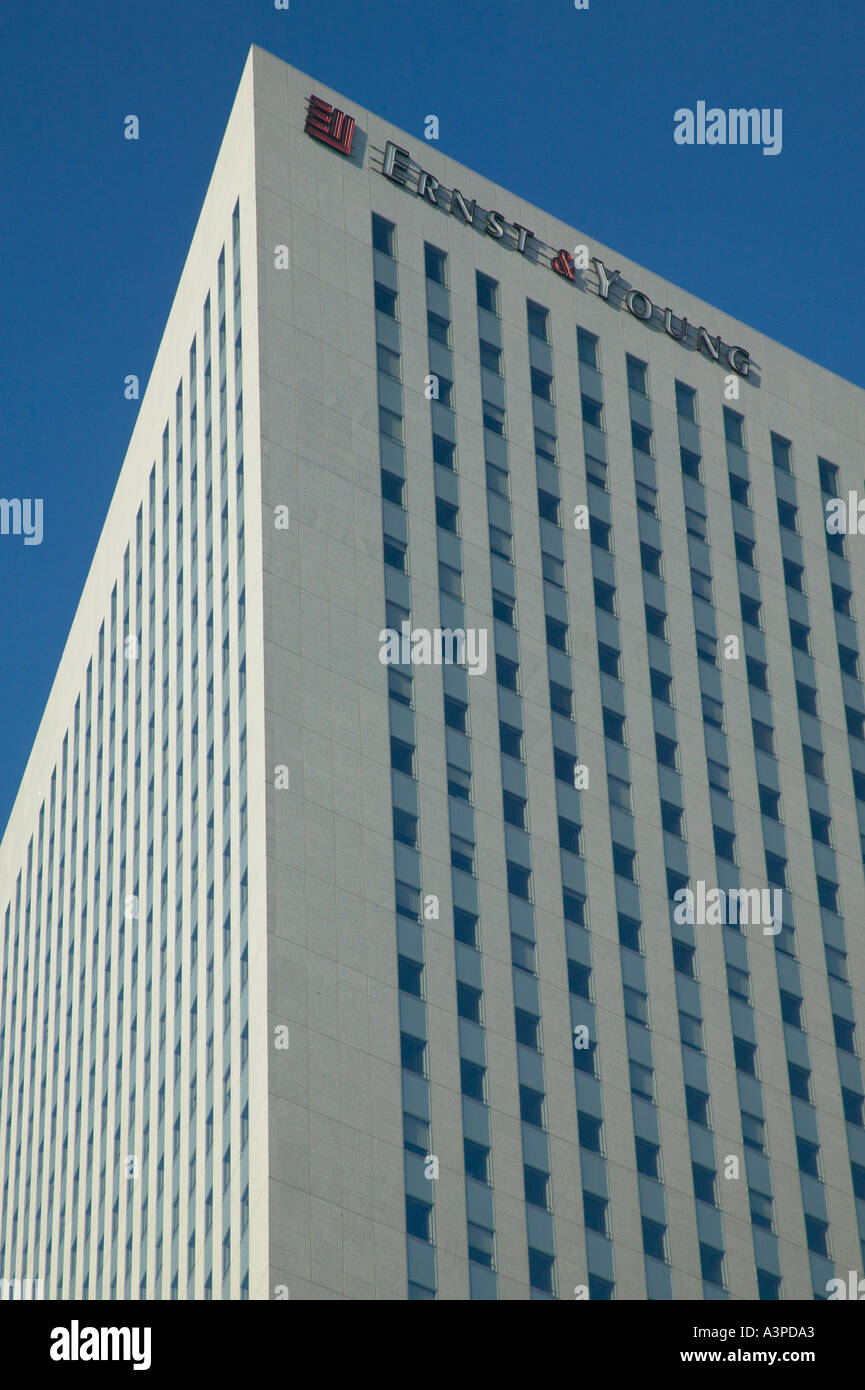 Ernst Young building at the La Defense business center outside Paris ...