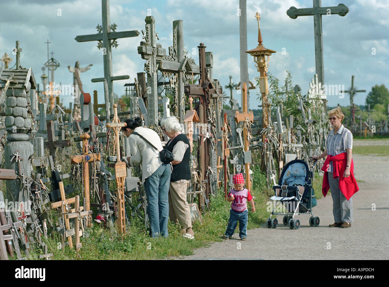 Pilgrims on the Hill of Crosses, Lithuania Stock Photo - Alamy