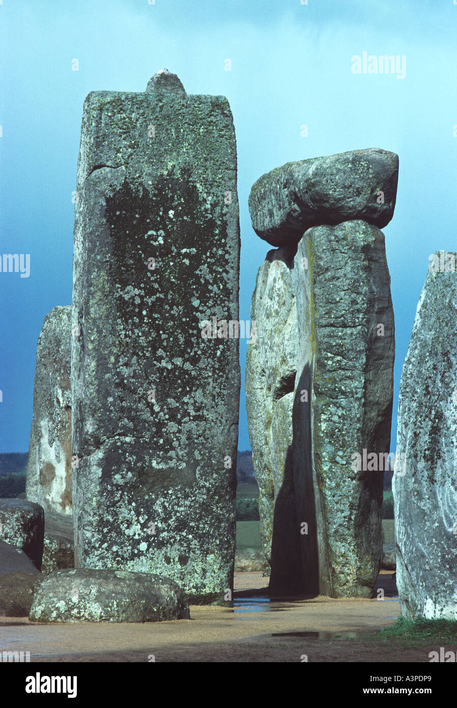 Tall Sarsen Stones of Stonehenge showing structural details Wiltshire ...