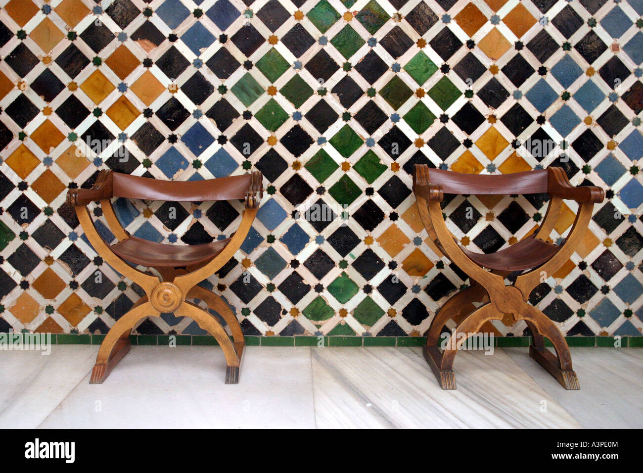 detail of colorful decorative tiles. Alhambra, Spain, Granada Stock ...
