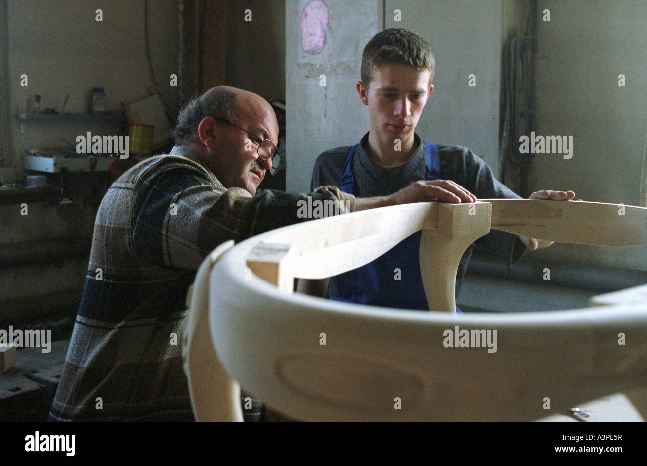 Young man doing carpenter apprenticeship, Poland Stock Photo - Alamy