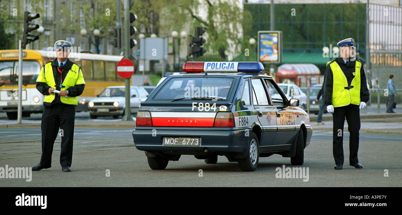 Two traffic policemen in the city centre, Warsaw, Poland Stock Photo ...