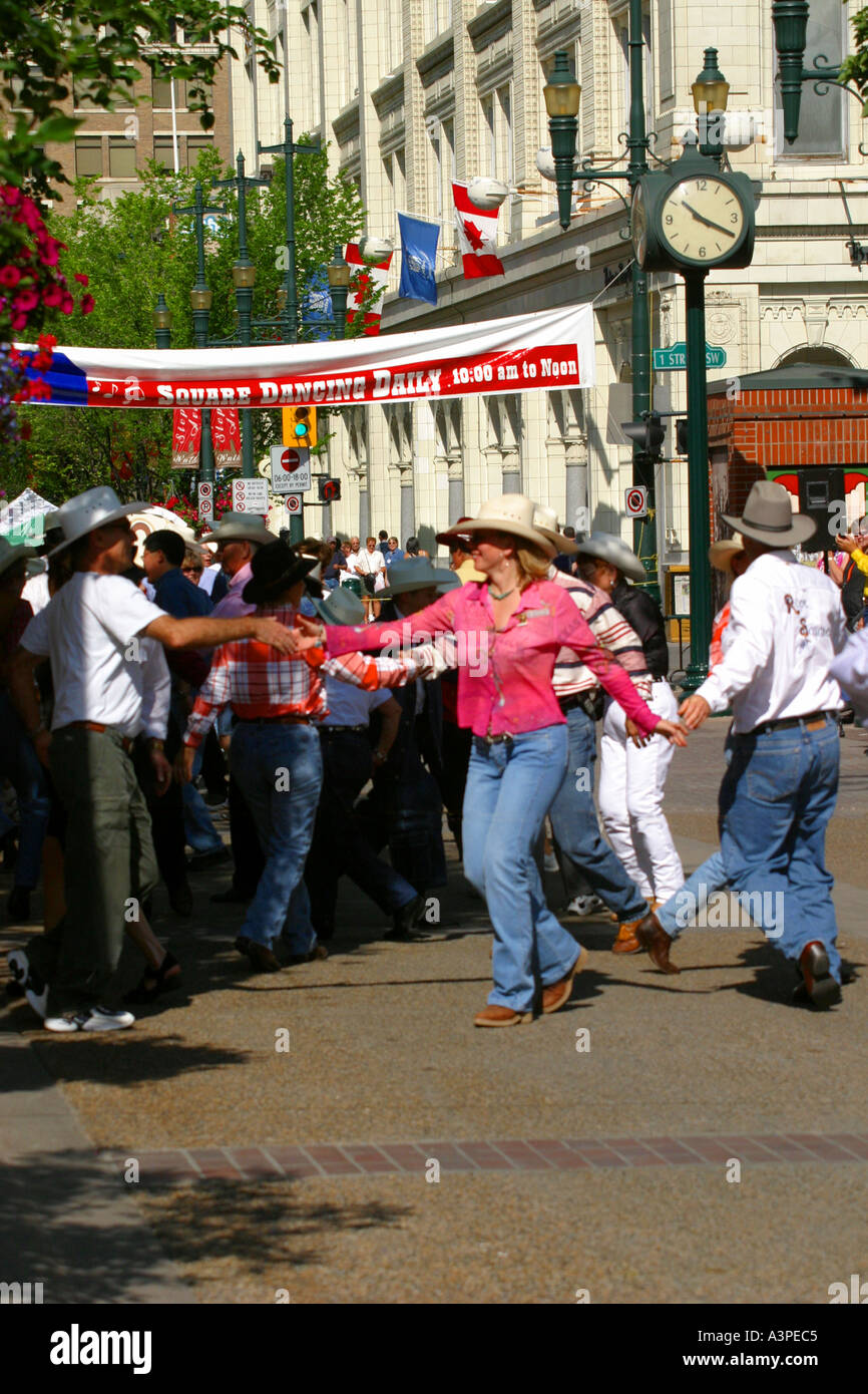 Vertical Square dancing on the street Calgary Stampede Alberta Canada ...