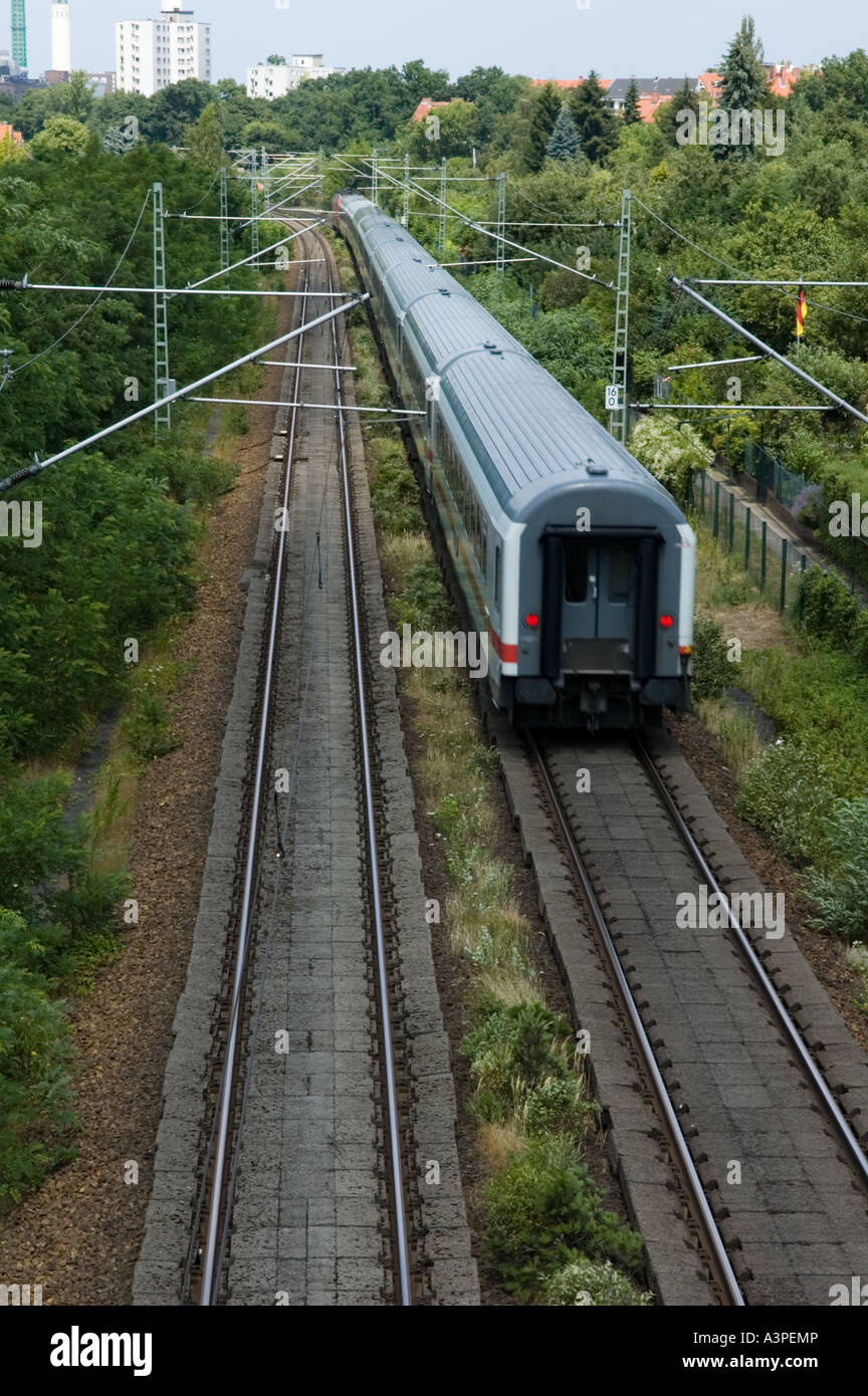 receding German Train travels through Berlin Stock Photo - Alamy