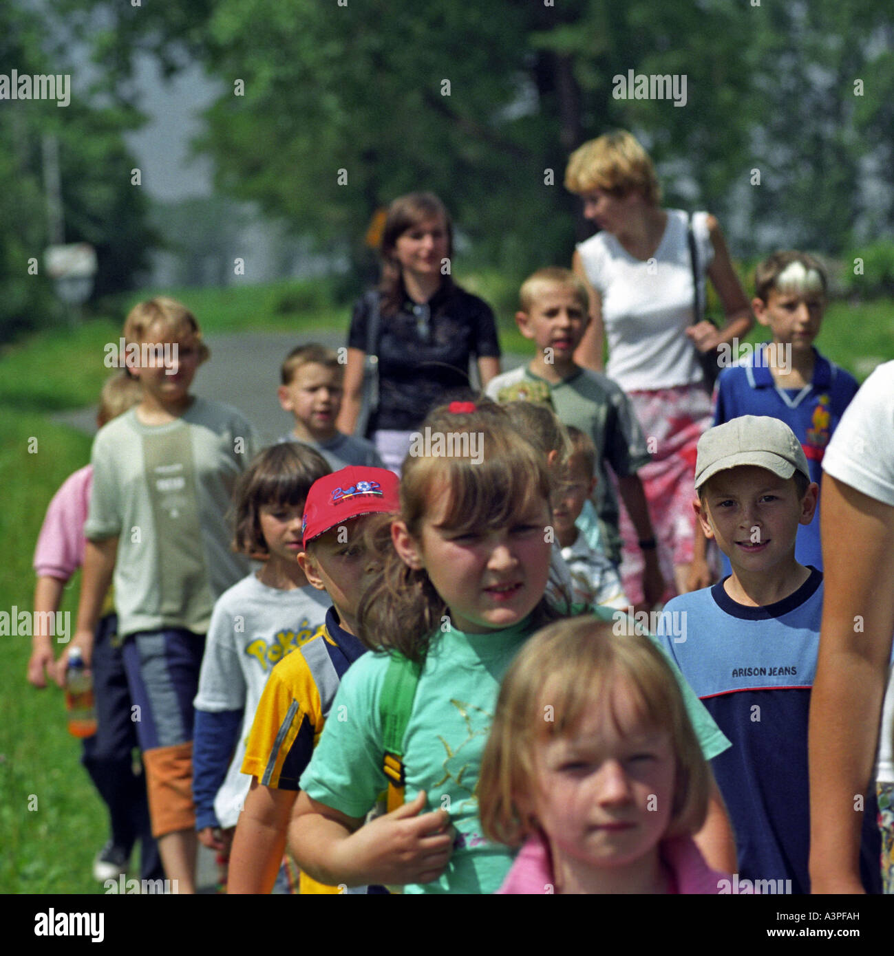 Children from a nursery school on a excursion, Kalnikow, Poland Stock ...