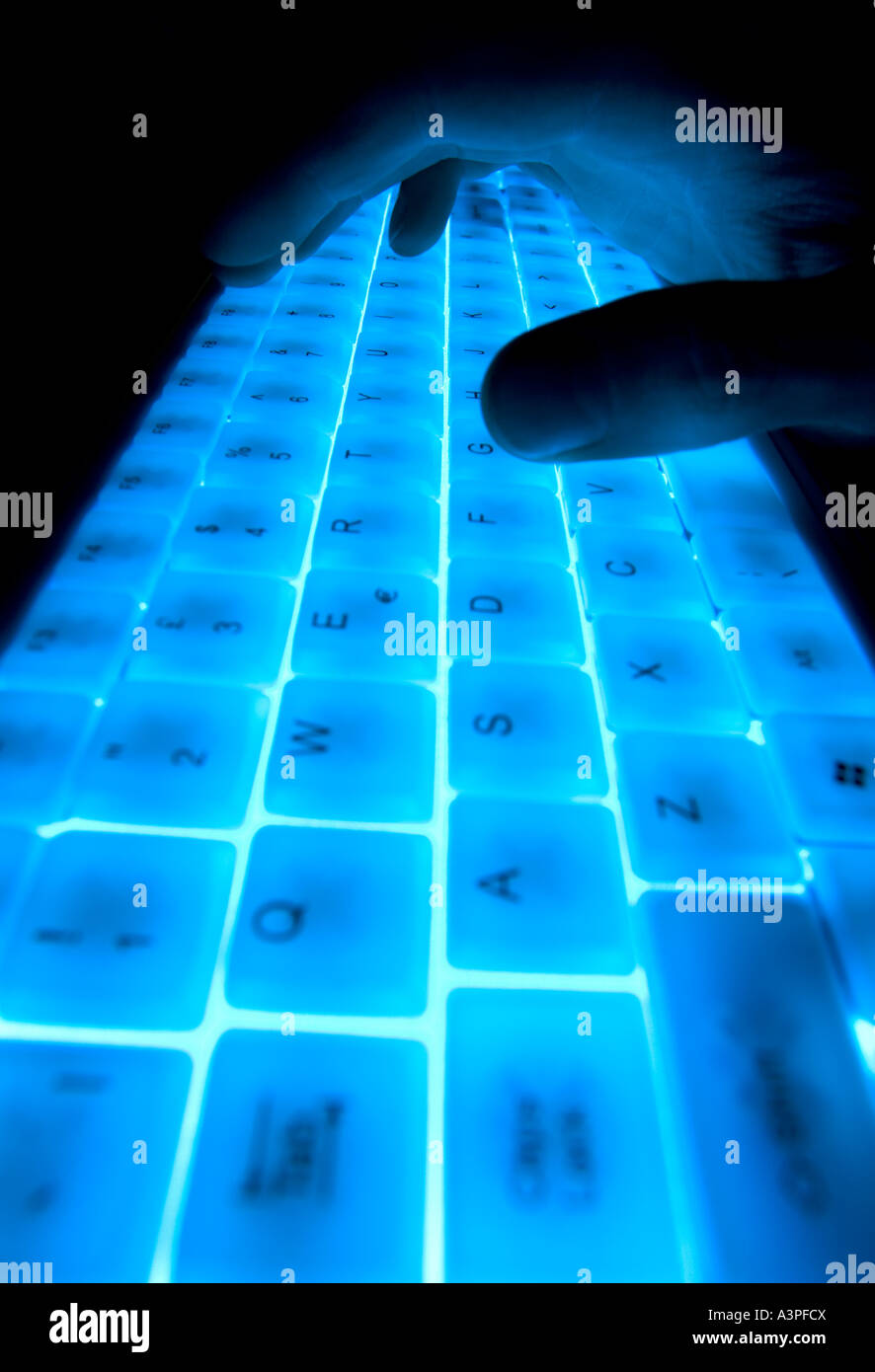 Keyboard backlit hands hi-res stock photography and images - Alamy