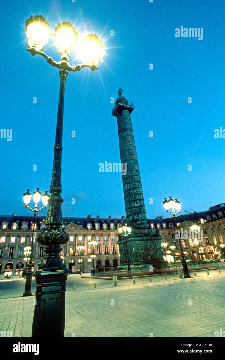 Paris France, Street Scene, Place Vendome, Night, Column de la Grande ...