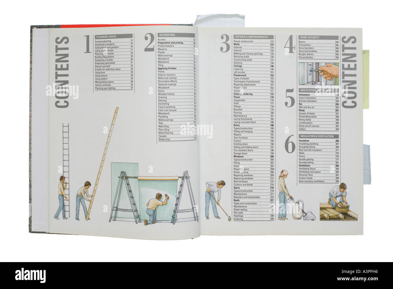 DIY manual open on the contents pages Stock Photo - Alamy