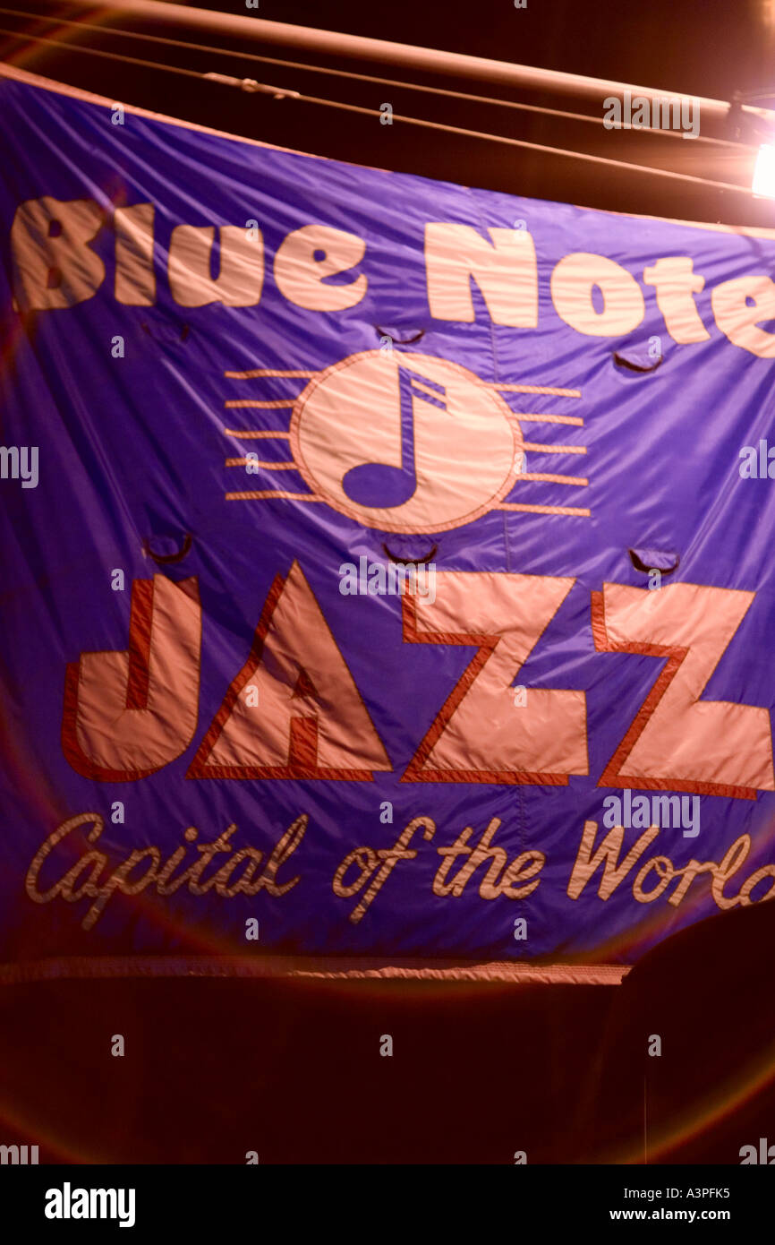 Flag banner outside blue note hi-res stock photography and images - Alamy