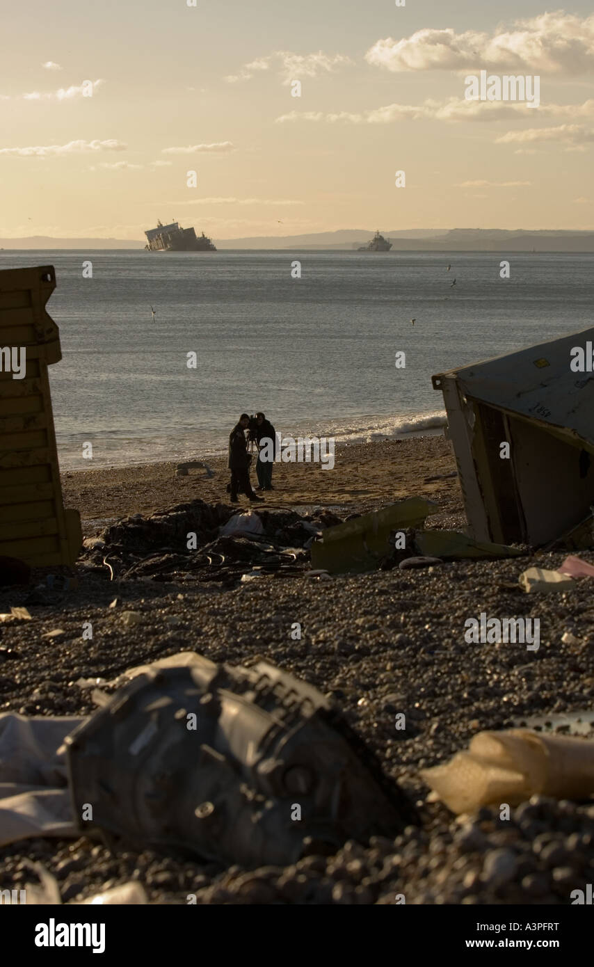 Junk on the beach at the grounding of the MSC Napoli Stock Photo - Alamy