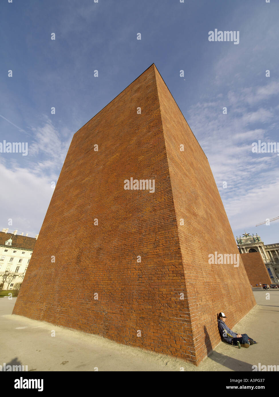 brick cube at Heldenplatz restoration of a monument Stock Photo - Alamy