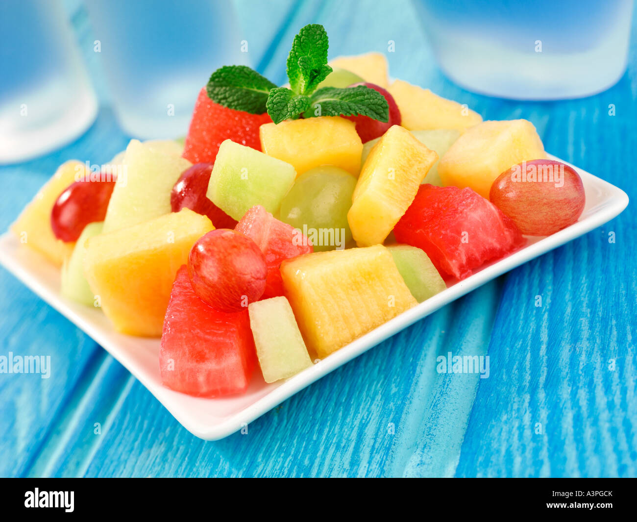 MELON AND GRAPE FRESH FRUIT SALAD Stock Photo - Alamy