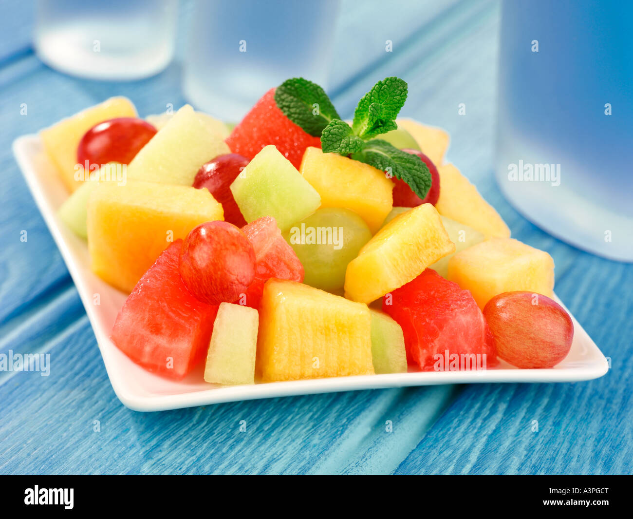 MELON AND GRAPE FRESH FRUIT SALAD Stock Photo - Alamy