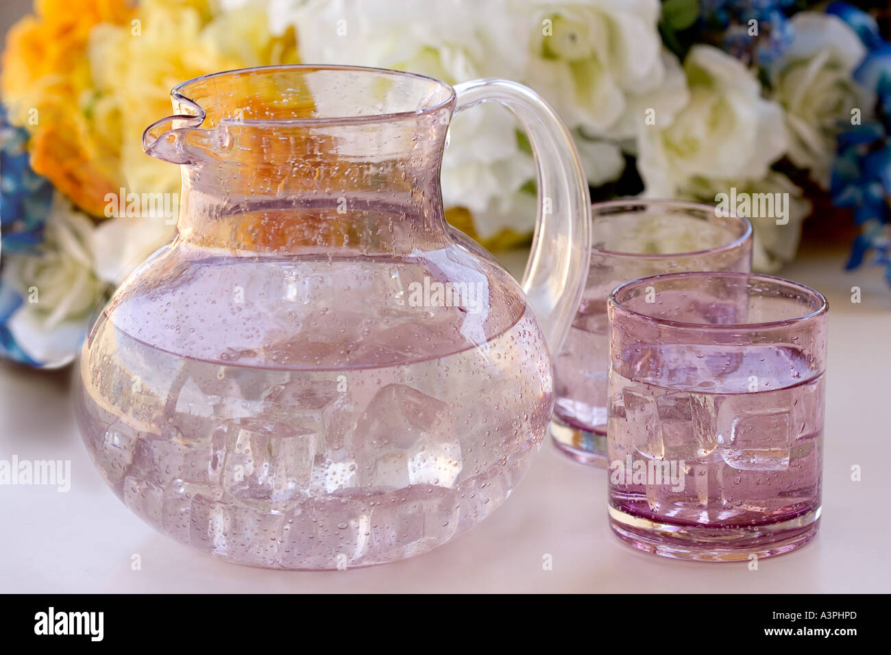 Water pitcher with flowers hi-res stock photography and images - Alamy