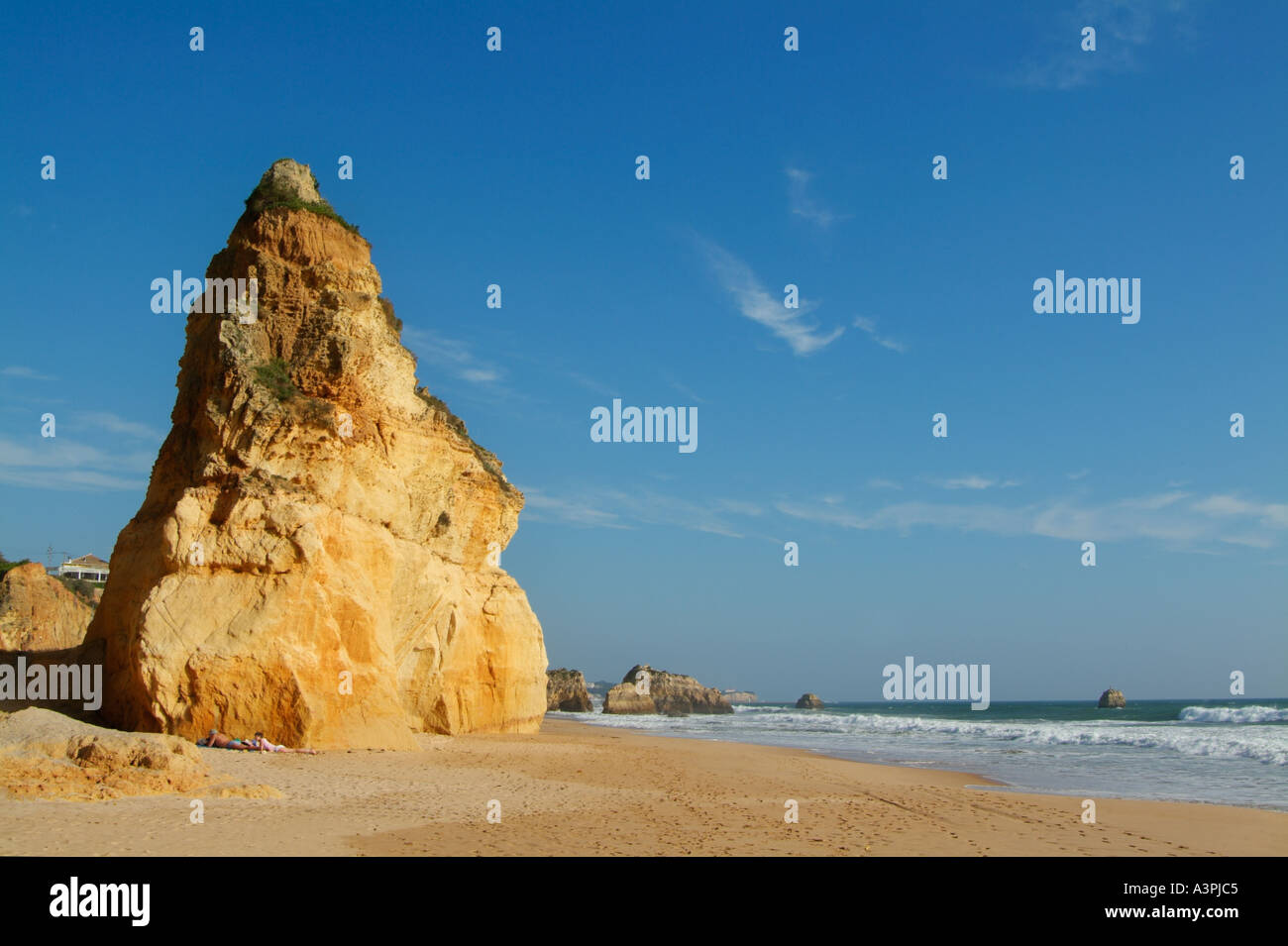 Sandstone rock stack at Praia da Rocha Beach Portimao Algarve Portugal ...