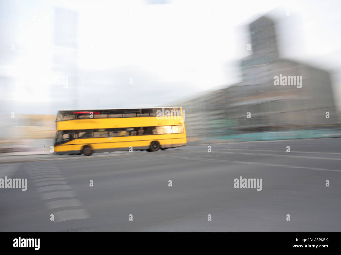 Yellow double decker bus on a street, Berlin, Germany Stock Photo - Alamy