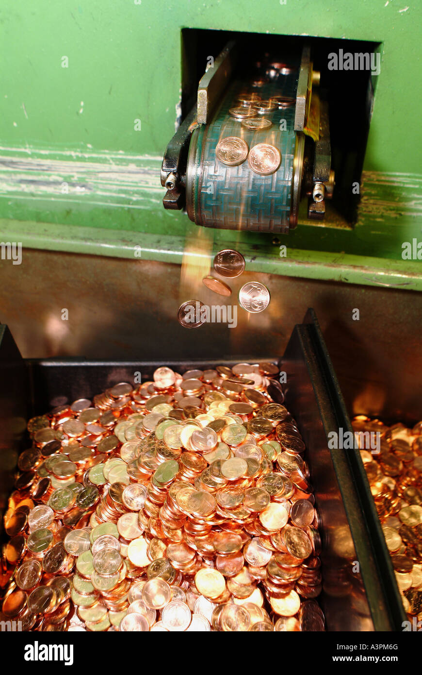 The Hamburg Mint producing Euro coins, Germany Stock Photo - Alamy