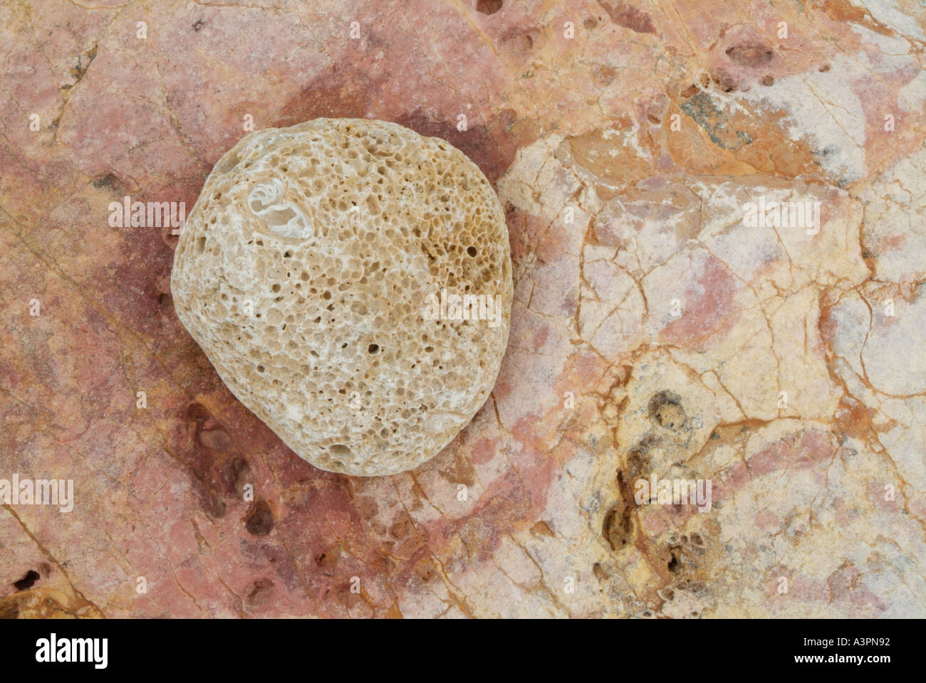 One pebble on a large rock in an abstract design Stock Photo - Alamy